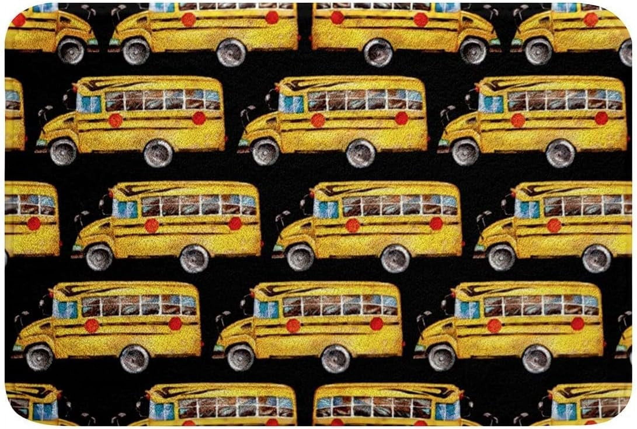 Welcome Doormat Bathroom Rug Mat Yellow School Bus Rug Vehicles ...