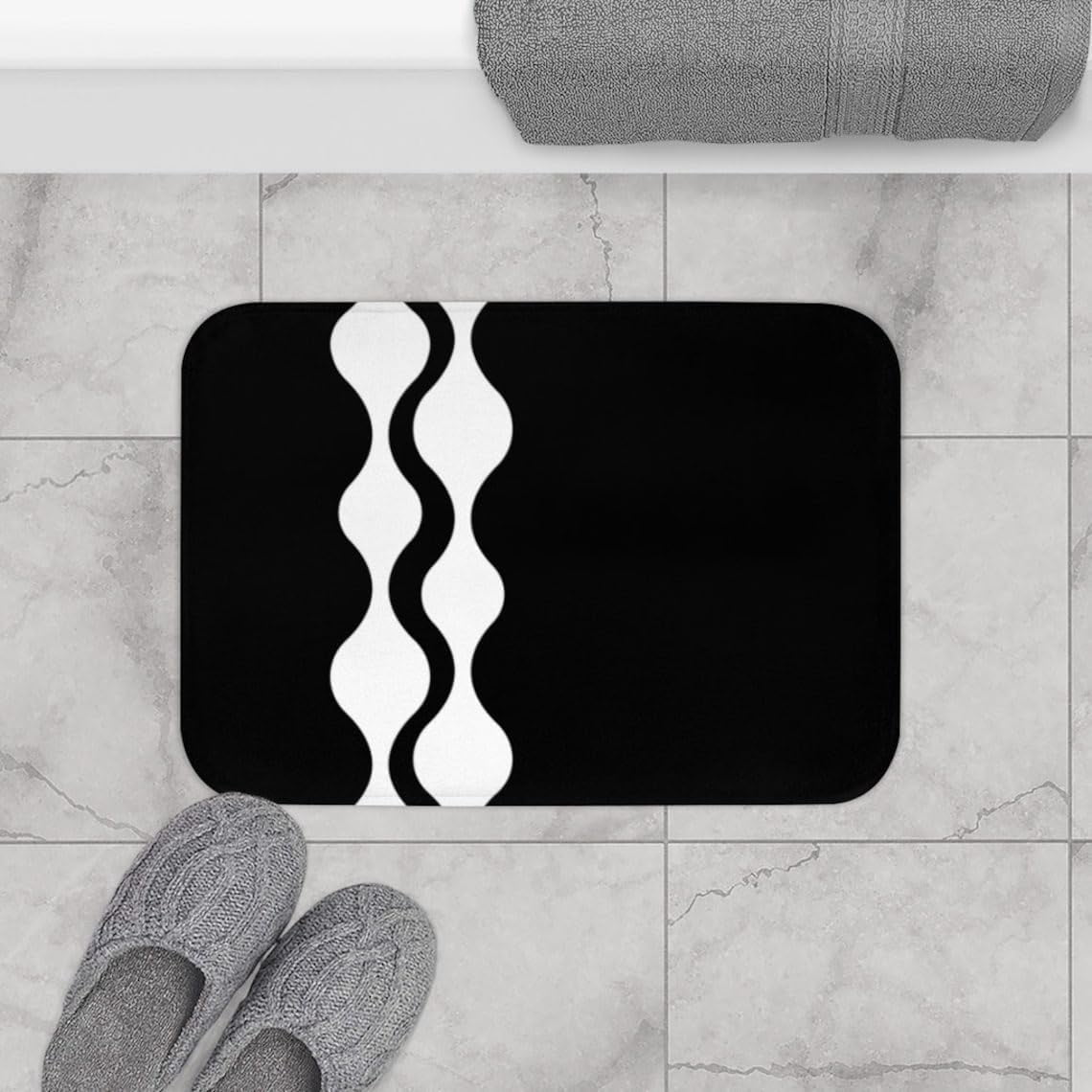 Welcome Doormat Black and White Abstract Retro Boho Kitchen Front Door ...