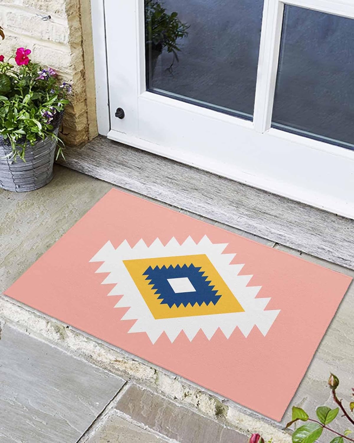 Welcome Doormat Boho Pink Abstract Art Geometric Doormat for Home ...