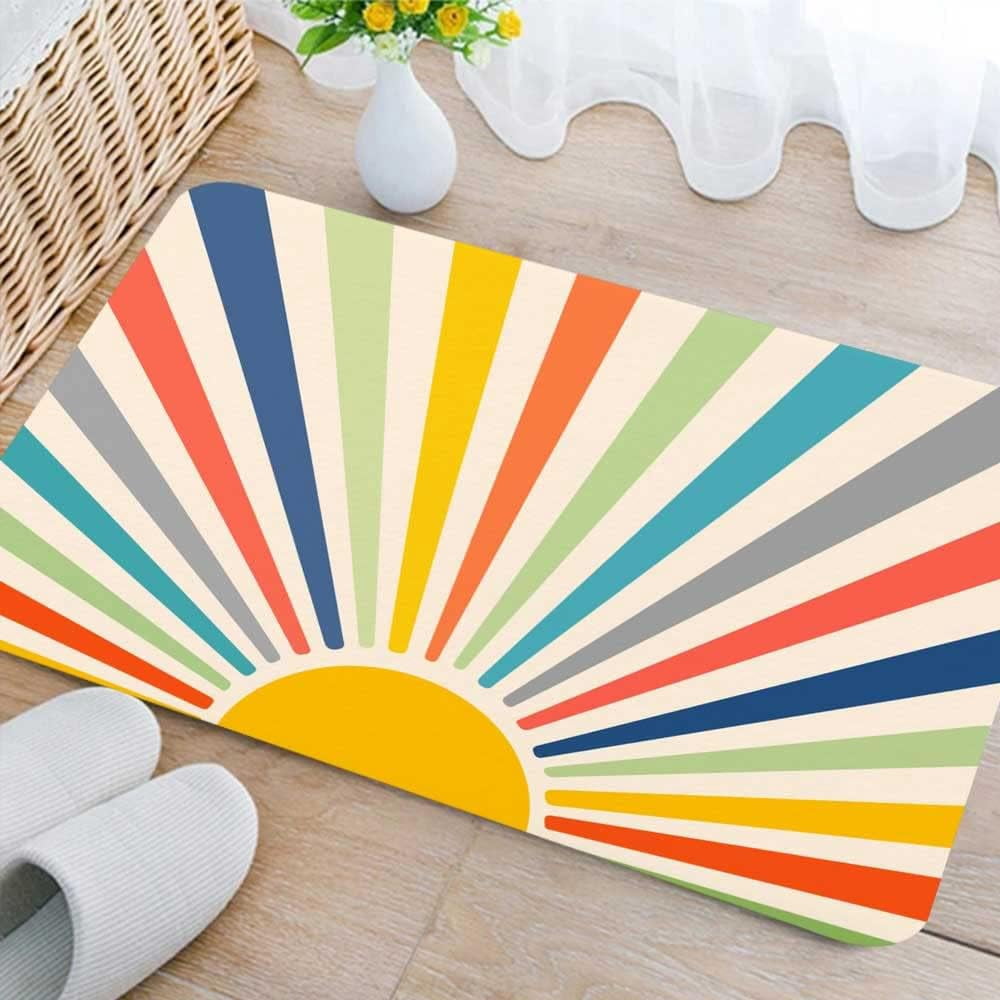 Welcome Doormat Boho Sun Bath Rug Decorative Front Door Mats Kitchen ...