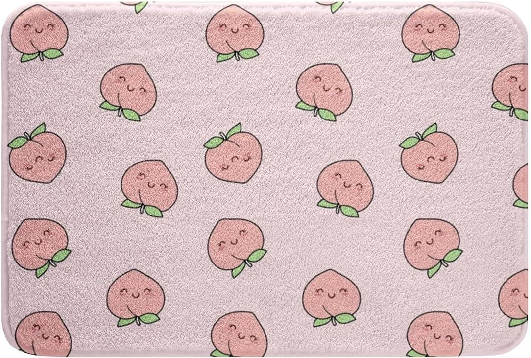 Welcome Doormat Cartoon Pink Peach Kawaii Lovely Peach Cute Fruits ...