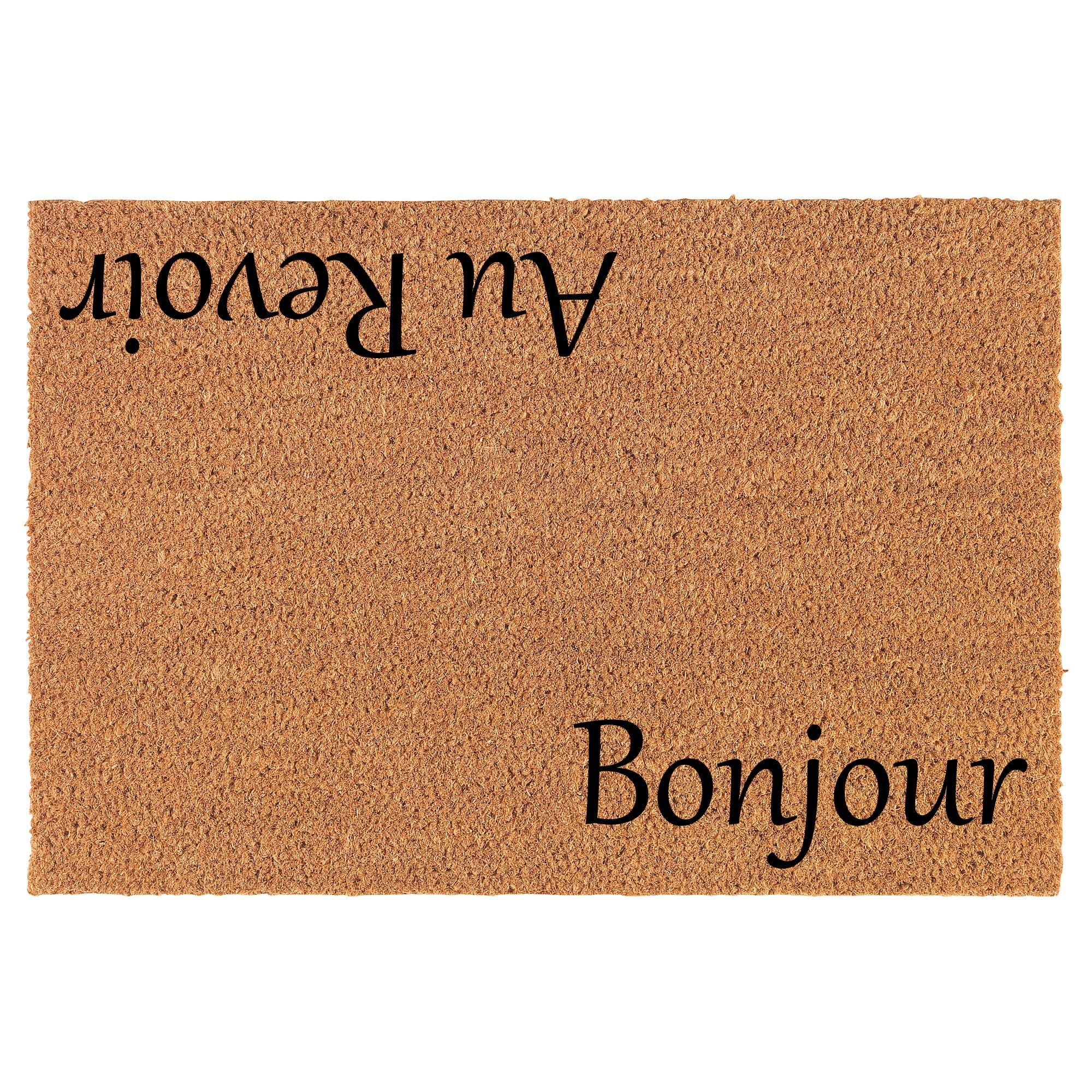 Welcome Doormat Coco Coir Door Mat Gift Bonjour Au Revoir Hello Goodbye ...