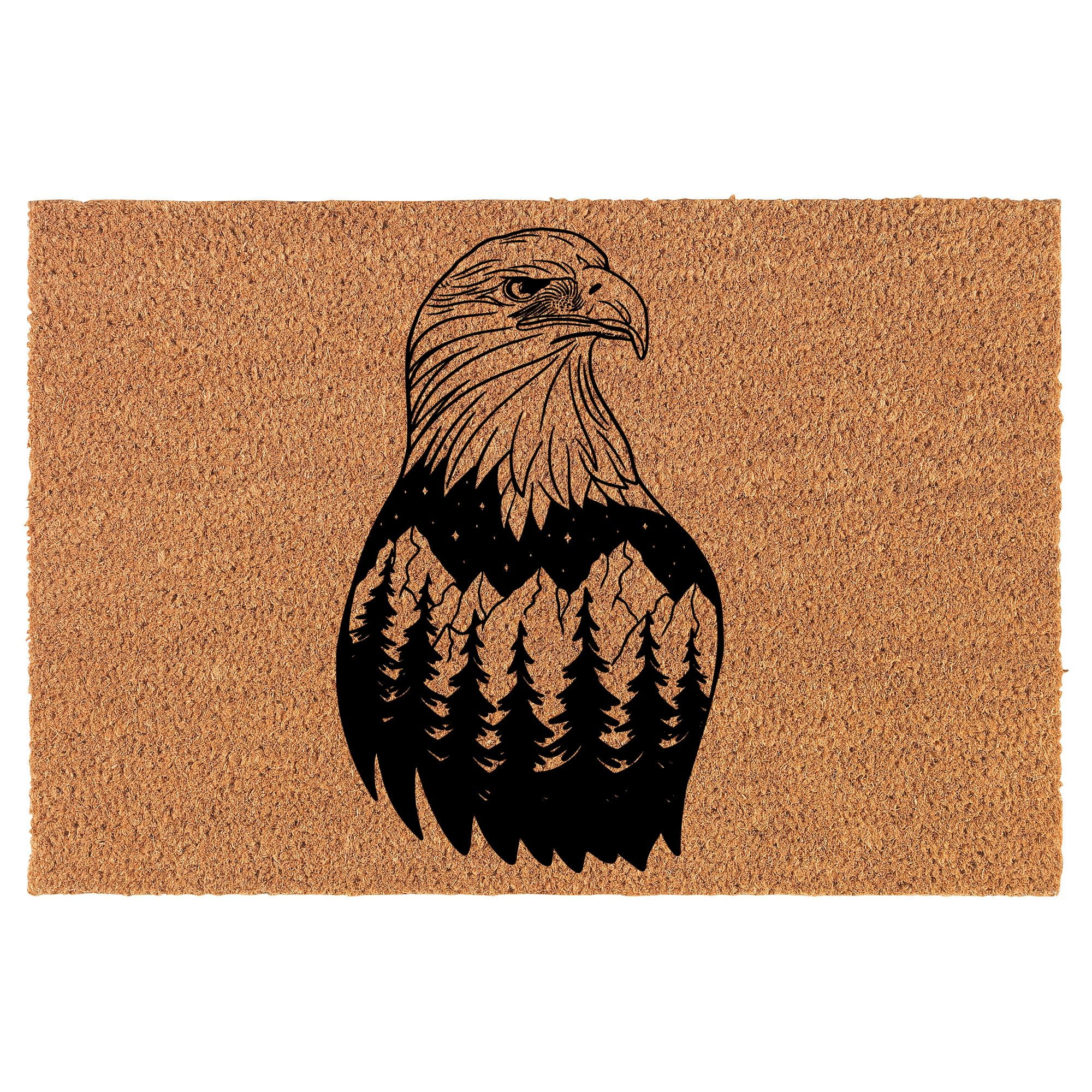 Welcome Doormat Coco Coir Door Mat Gift Eagle Forest Mountains Stars ...