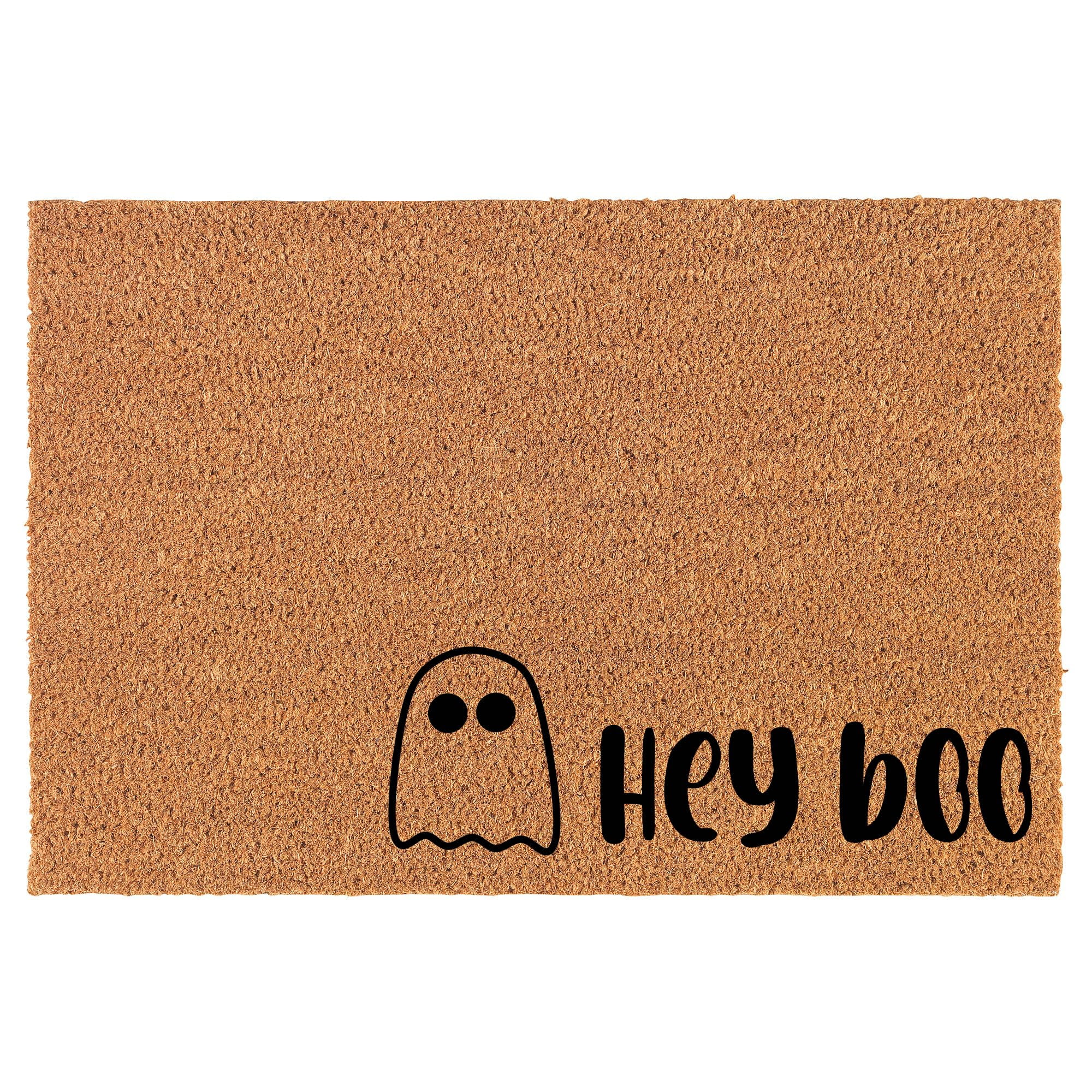 Welcome Doormat Coco Coir Door Mat Gift Ghost Hey Boo CORNER Halloween ...