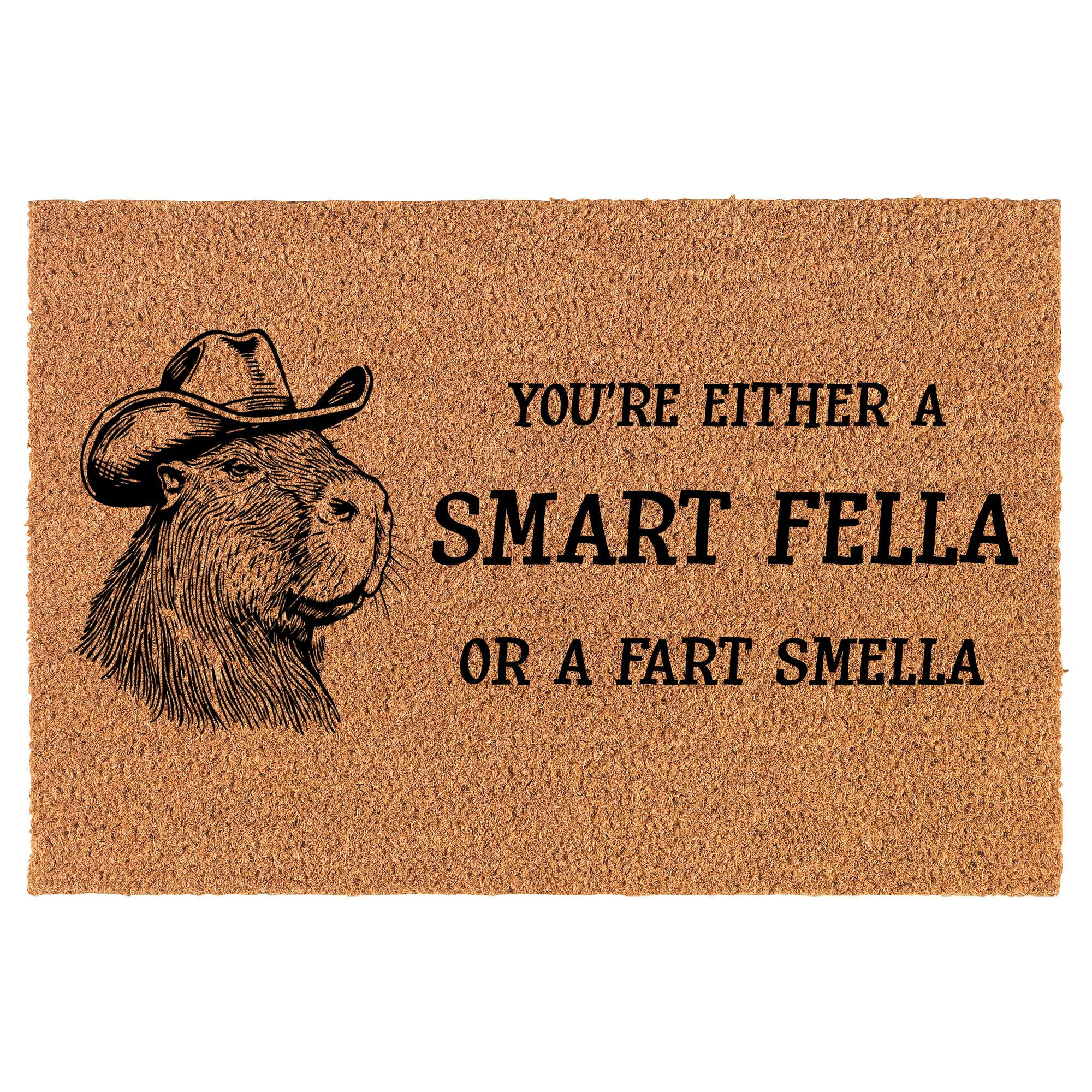 Welcome Doormat Coco Coir Door Mat Gift Smart Fella Country Western ...
