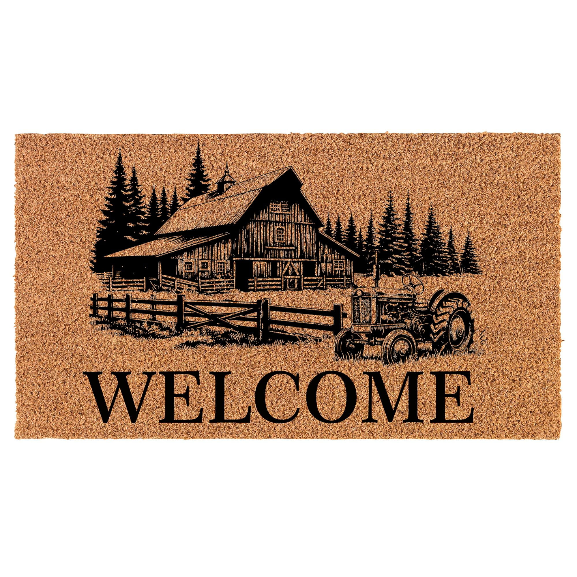 Welcome Doormat Coco Coir Door Mat Gift Welcome Barn & Tractor Farm ...
