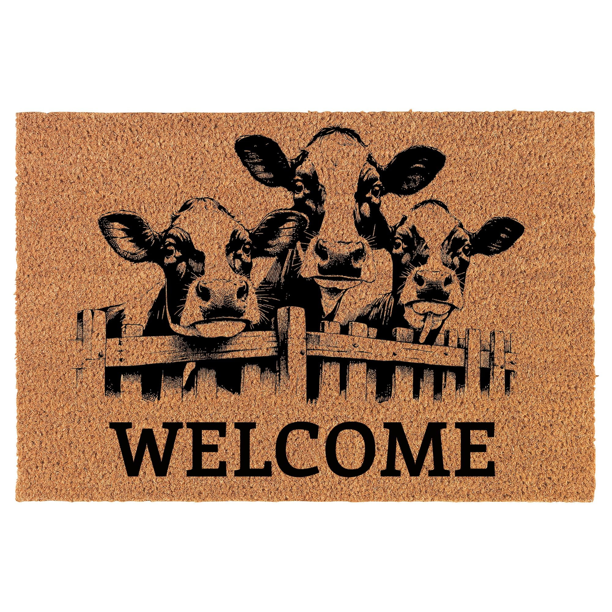 Welcome Doormat Coco Coir Door Mat Gift Welcome Holstein Cows (24" x 16 ...