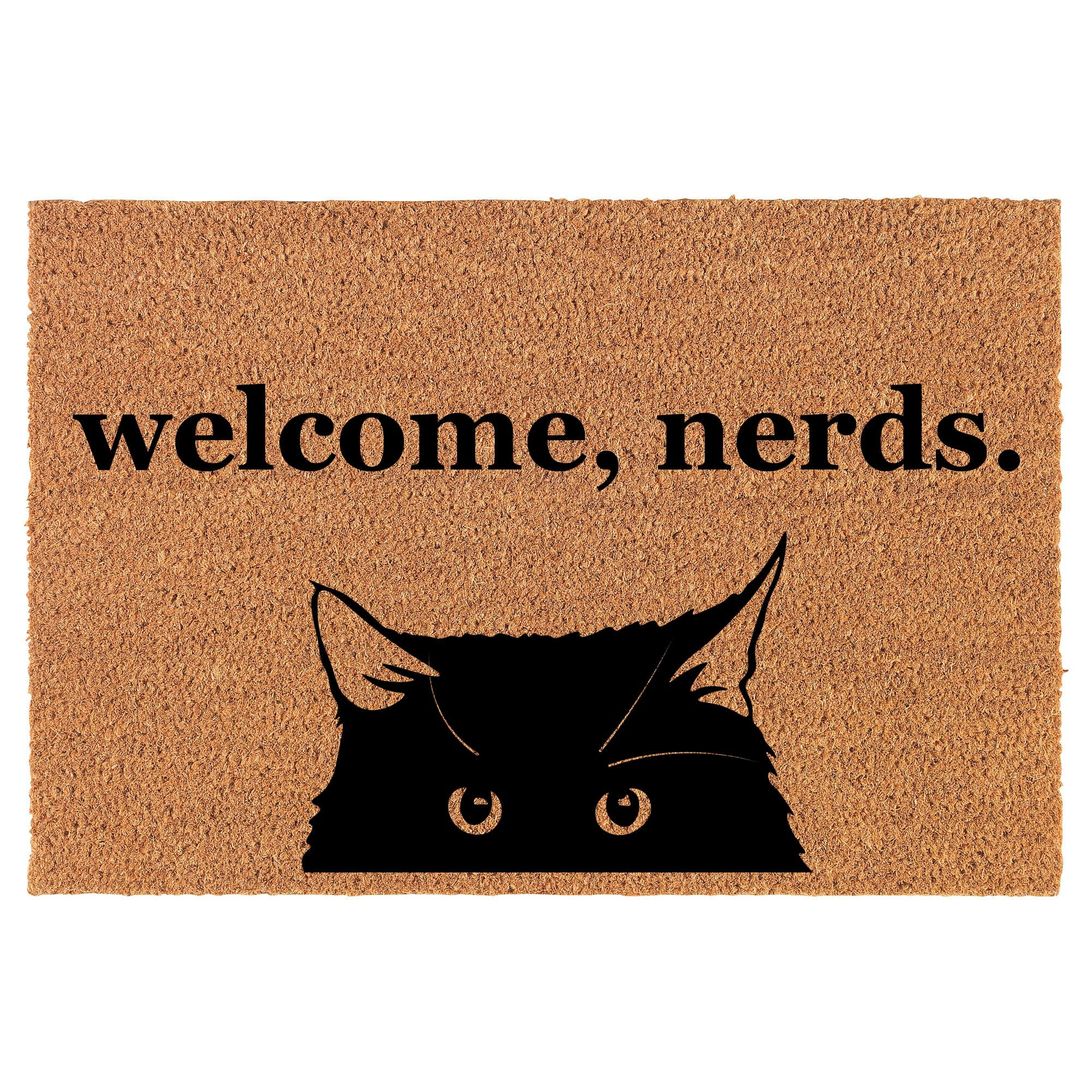 Welcome Doormat Coco Coir Door Mat Gift Welcome Nerds Cat Funny (24" x ...