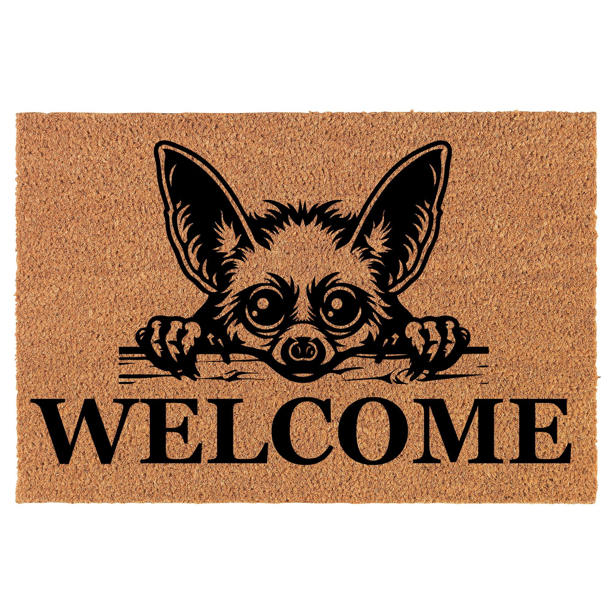 Welcome Doormat Coco Coir Door Mat Gift Welcome Peeking Bat (24" x 16 ...