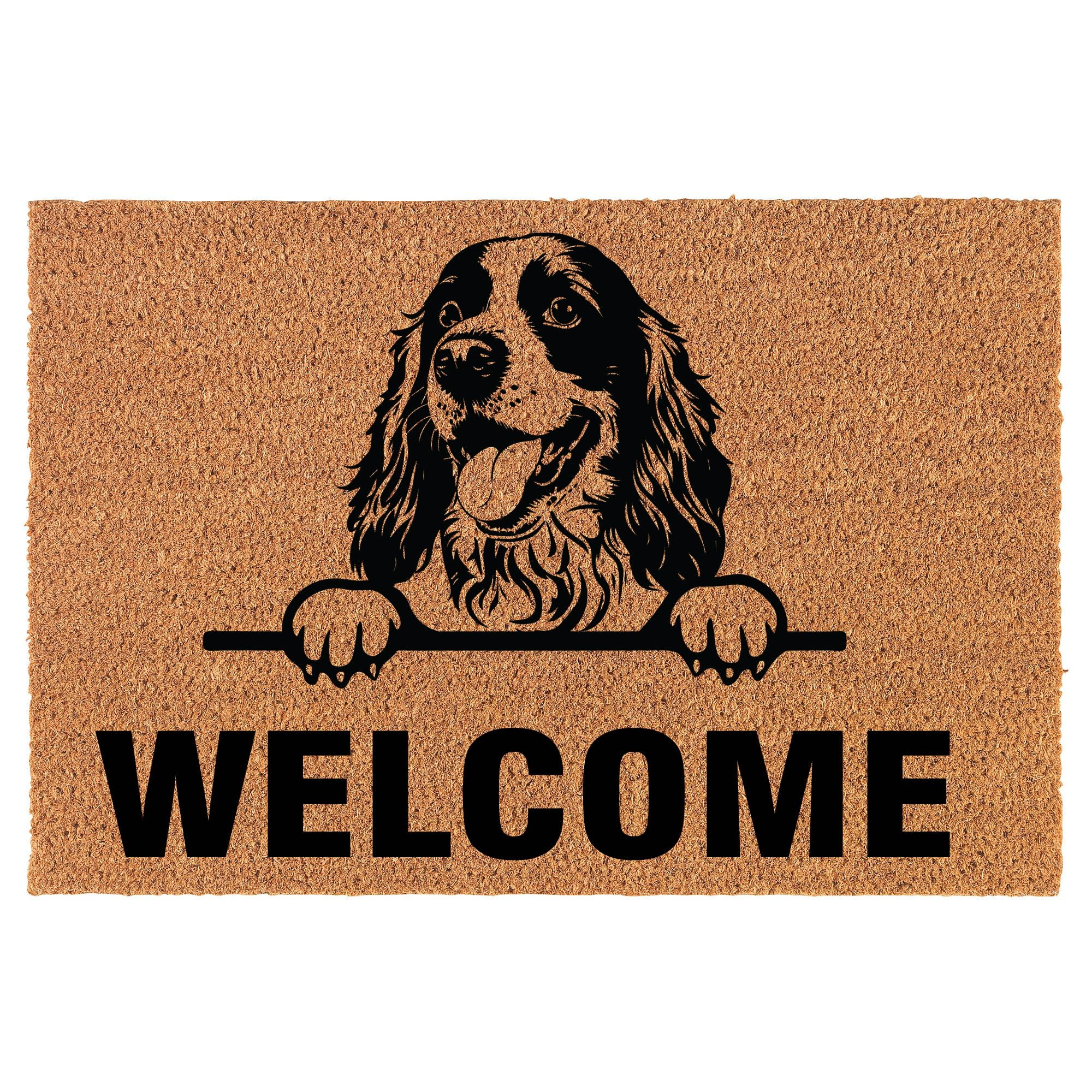 Welcome Doormat Coco Coir Door Mat Gift Welcome Peeking Cocker Spaniel ...