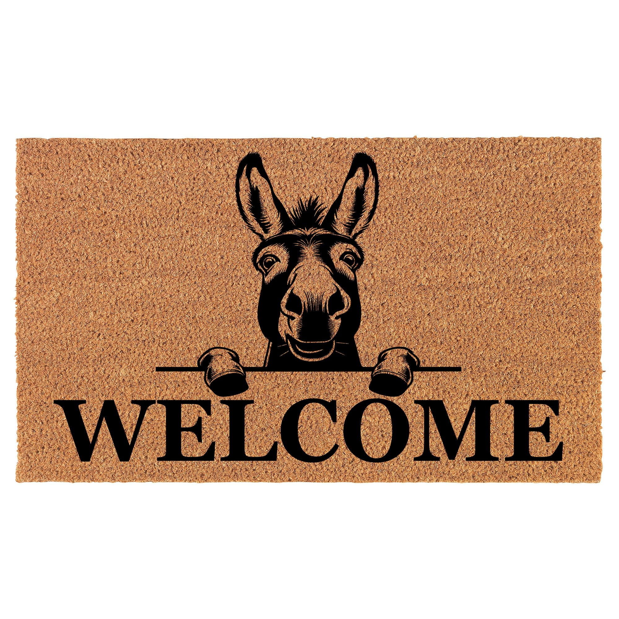 Welcome Doormat Coco Coir Door Mat Gift Welcome Peeking Donkey Farm ...