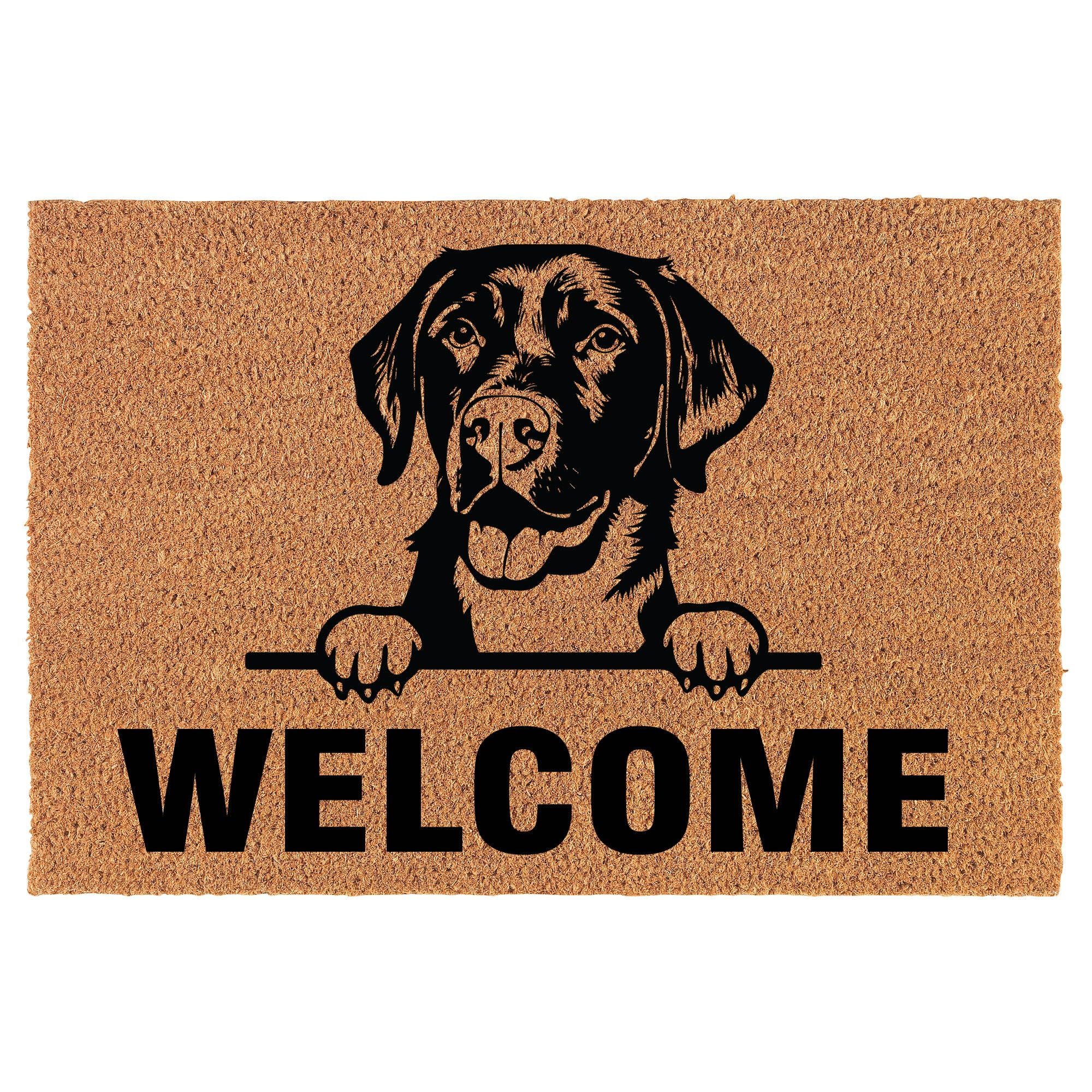 Welcome Doormat Coco Coir Door Mat Gift Welcome Peeking Labrador ...