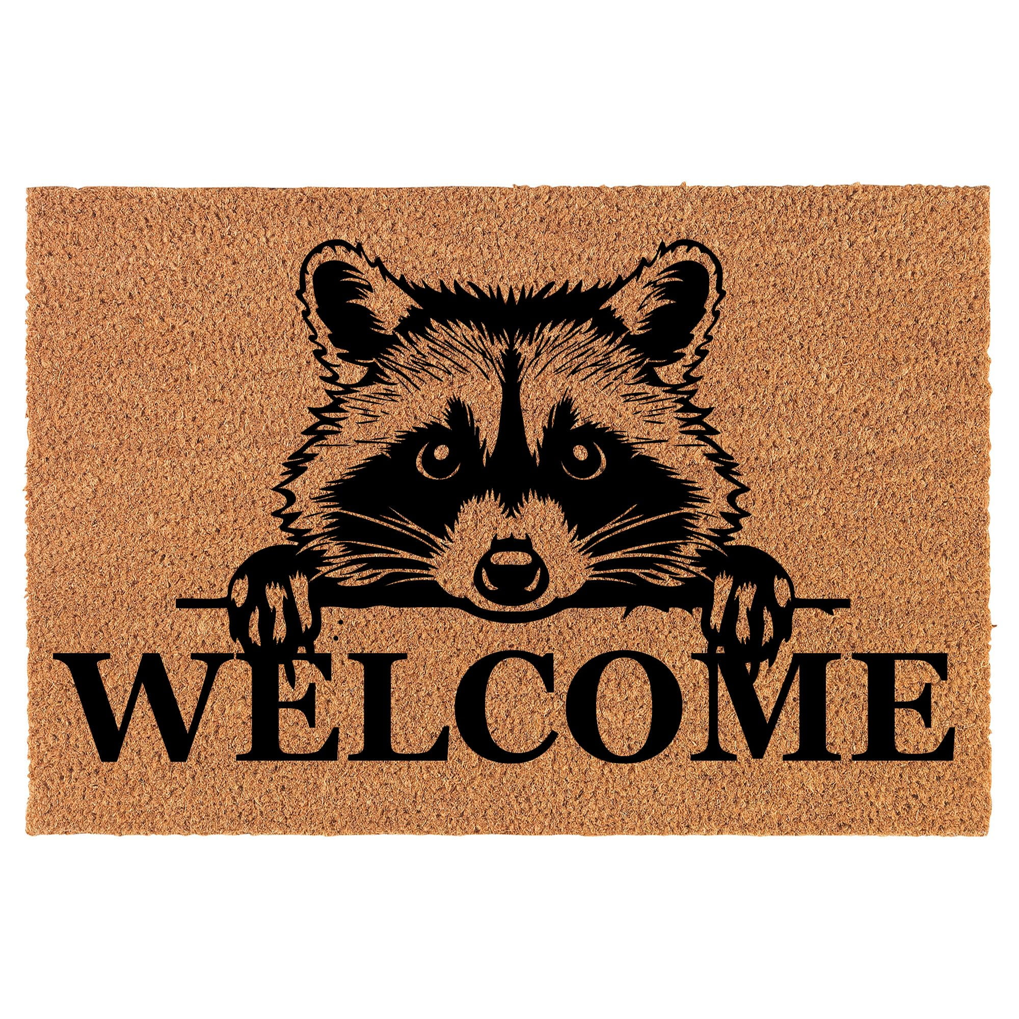 Welcome Doormat Coco Coir Door Mat Gift Welcome Peeking Raccoon (30" x ...