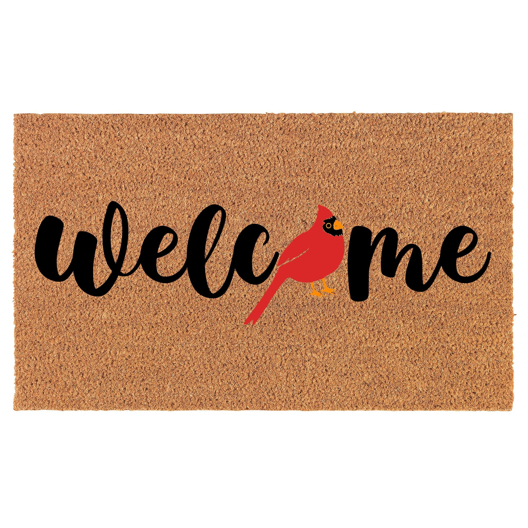 Welcome Doormat Coco Coir Door Mat Gift Welcome Red Cardinal Bird (24 ...