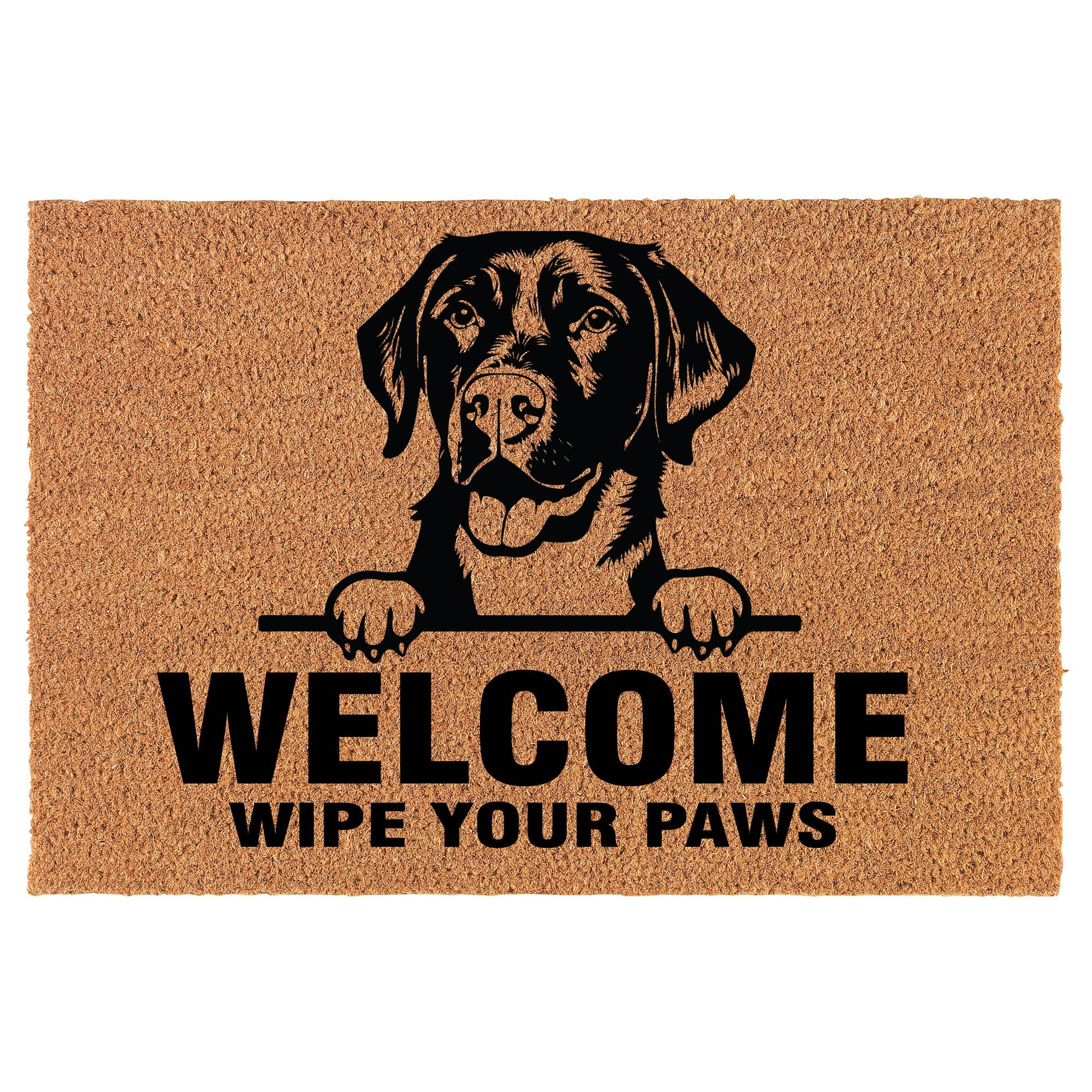 Welcome Doormat Coco Coir Door Mat Gift Welcome Wipe Your Paws Labrador ...