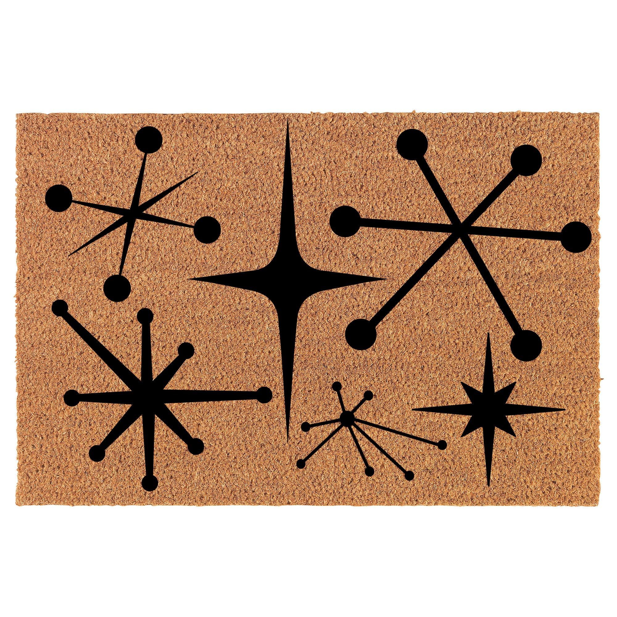 Welcome Doormat Coco Coir Door Mat Starbusts Mid Century Modern Art ...