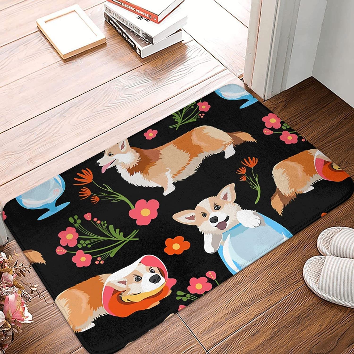 Welcome Doormat Cute Puppies with Fruit Indoor Outdoor Entrance Door ...