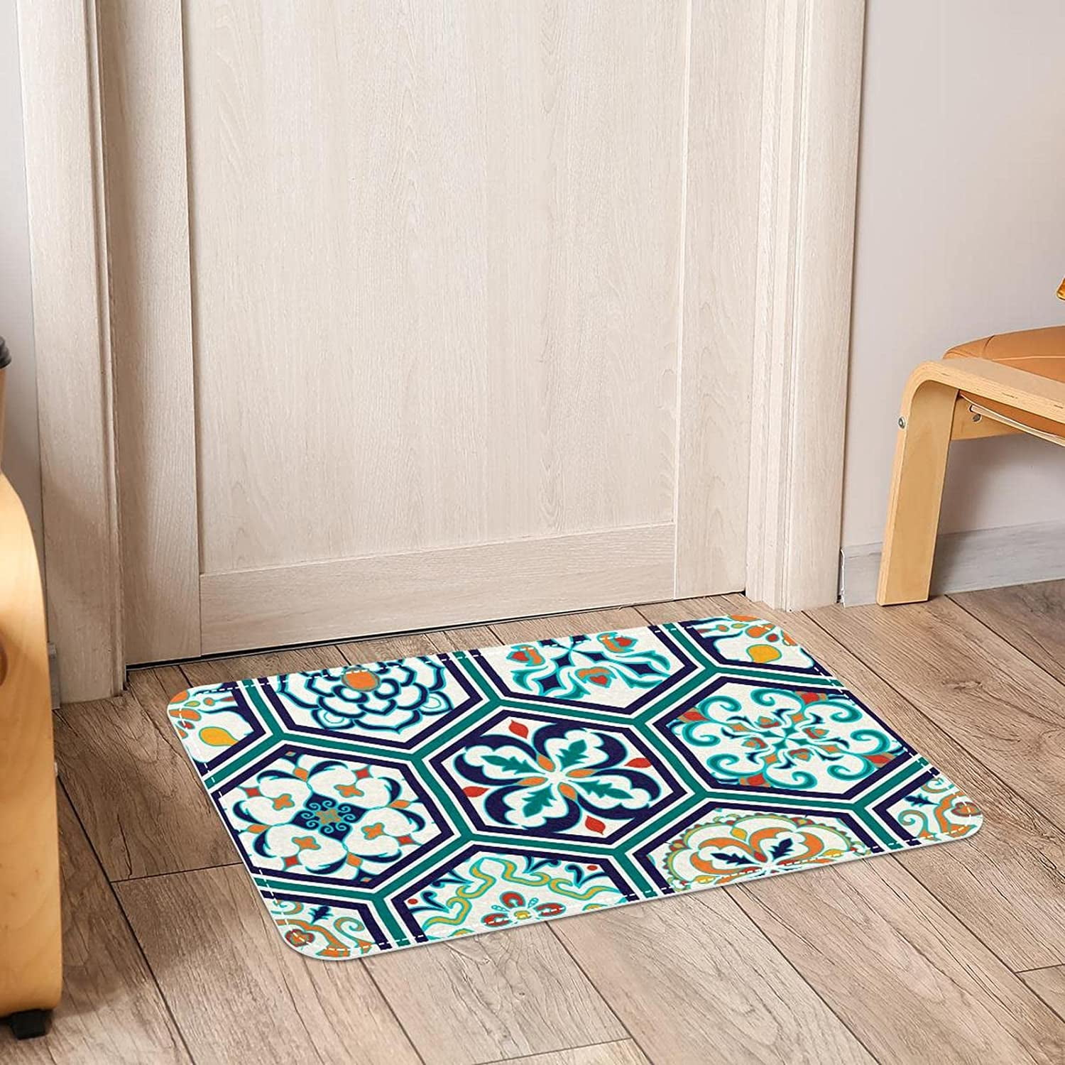 Welcome Doormat Design Fashion Elements in Hexagon Moroccan Indoor ...