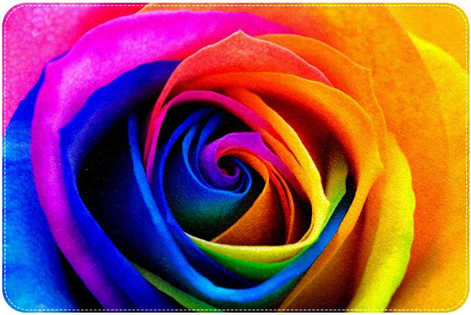 Welcome Doormat Farmhouse Vintage Colorful Rainbow Rose Indoor Outdoor ...
