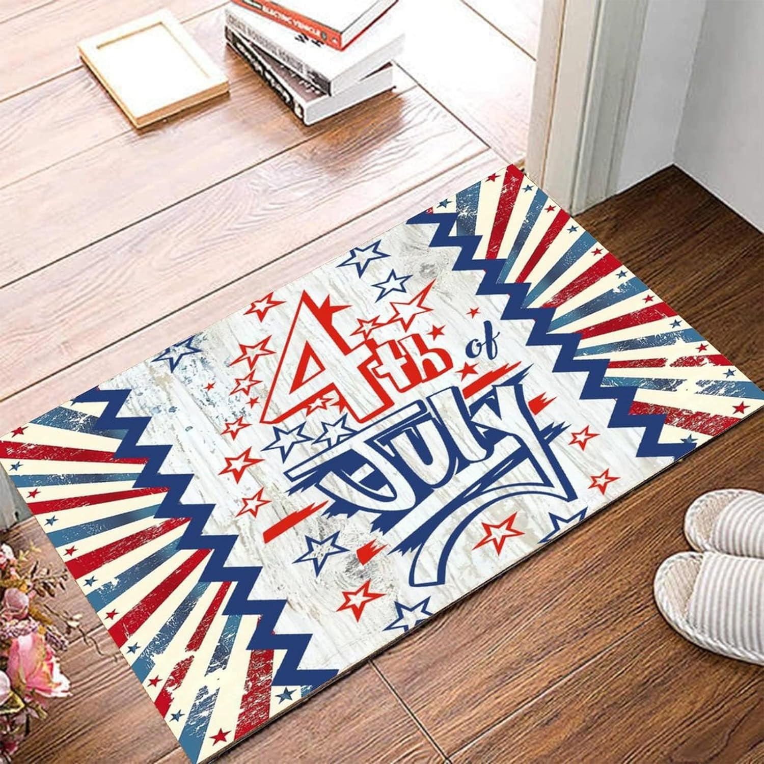 Welcome Doormat Happy 4th of July American Flag Stars Indoor Outdoor ...