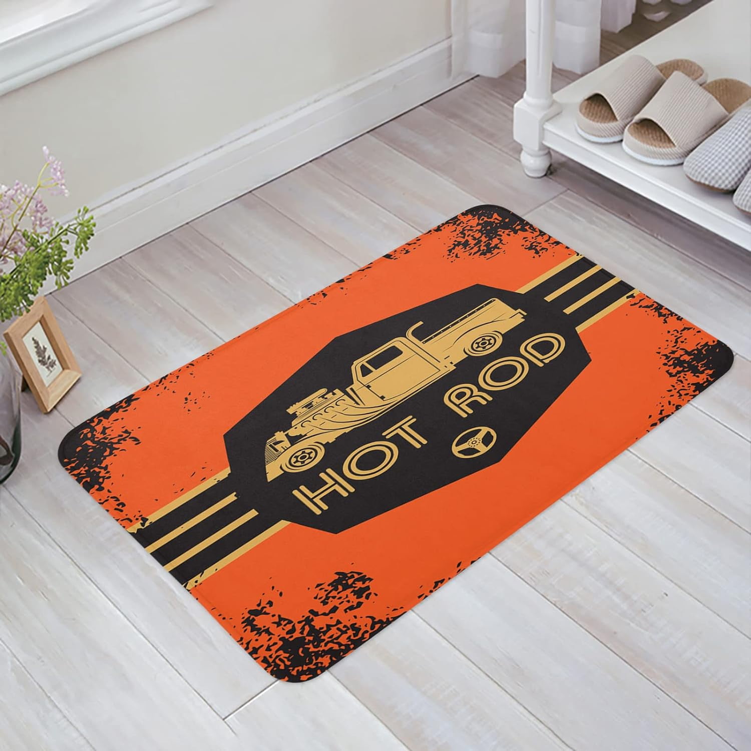 Welcome Doormat Hot Rod Memory Foam Runner Entryway Area Rug Home ...