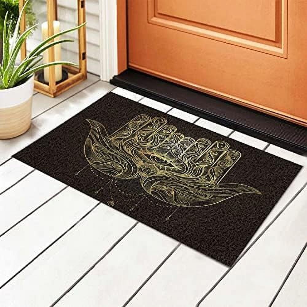 Welcome Doormat Indian Fatima Hamsa Hand Evil Eye Indoor Outdoor ...