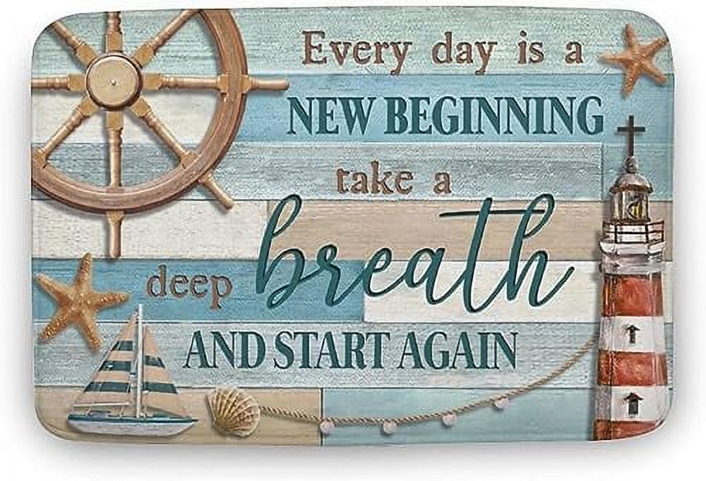 Welcome Doormat Lighthouse Boat Every Day is A New Beginning Welcome ...