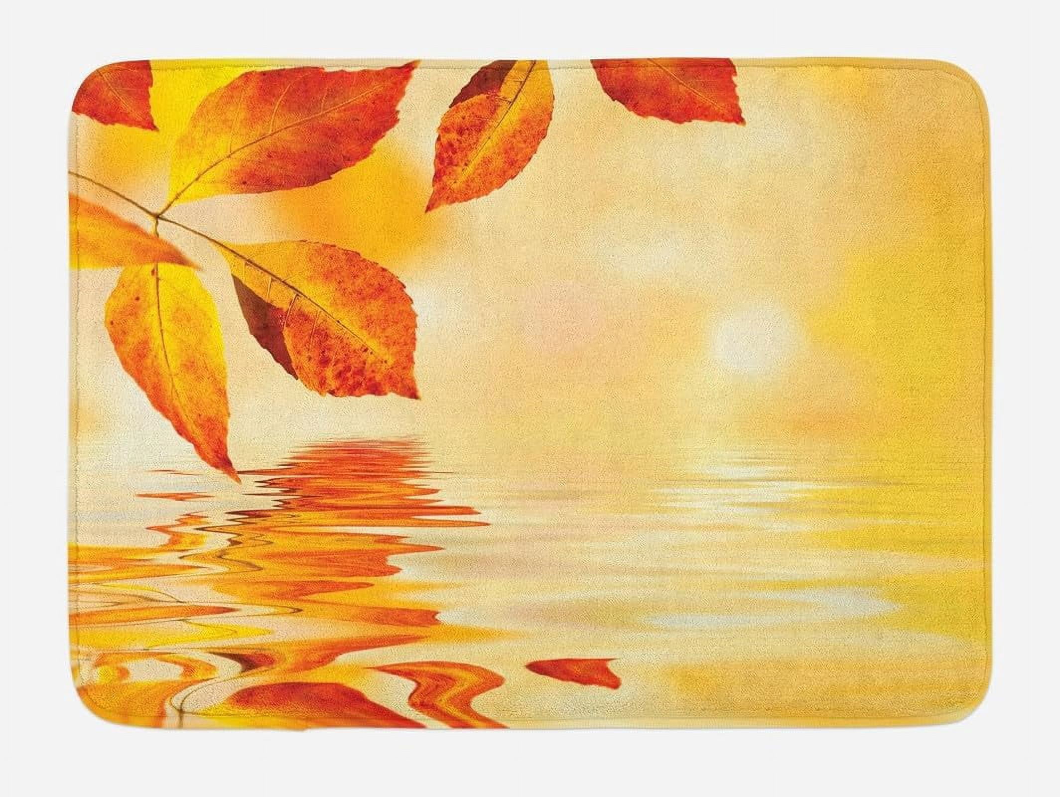 Welcome Doormat Maple Leaves Shadow on The Water Mystic Sun Image Non ...
