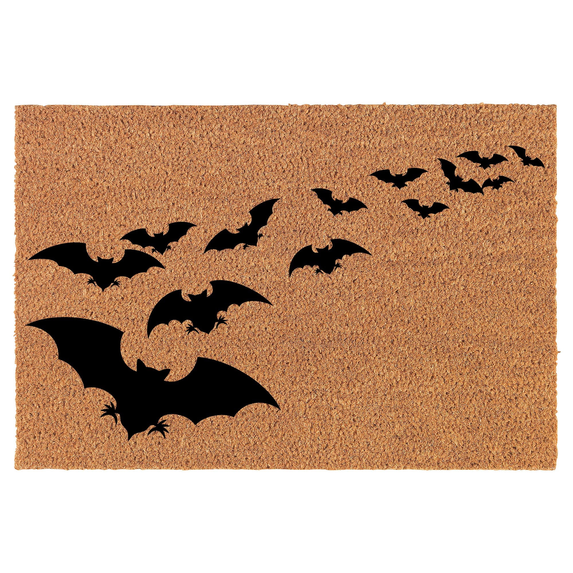 Welcome Doormat Natural Coco Coir Door Mat Halloween Bat Colony (24" x ...