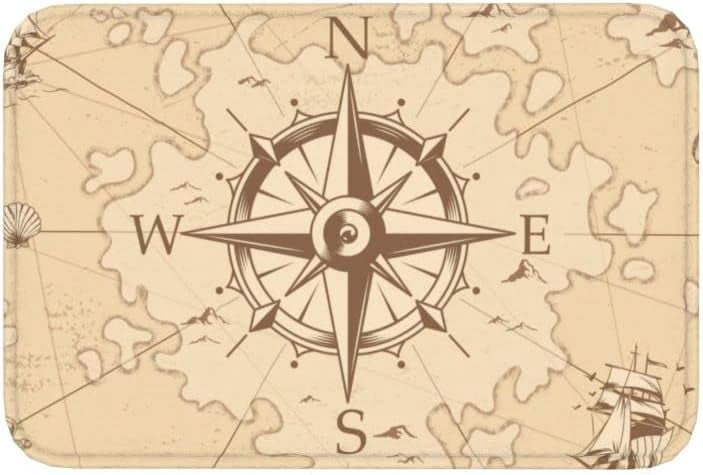 Welcome Doormat Nautical Compass Indoor Outdoor Entrance Door Mat Bath ...