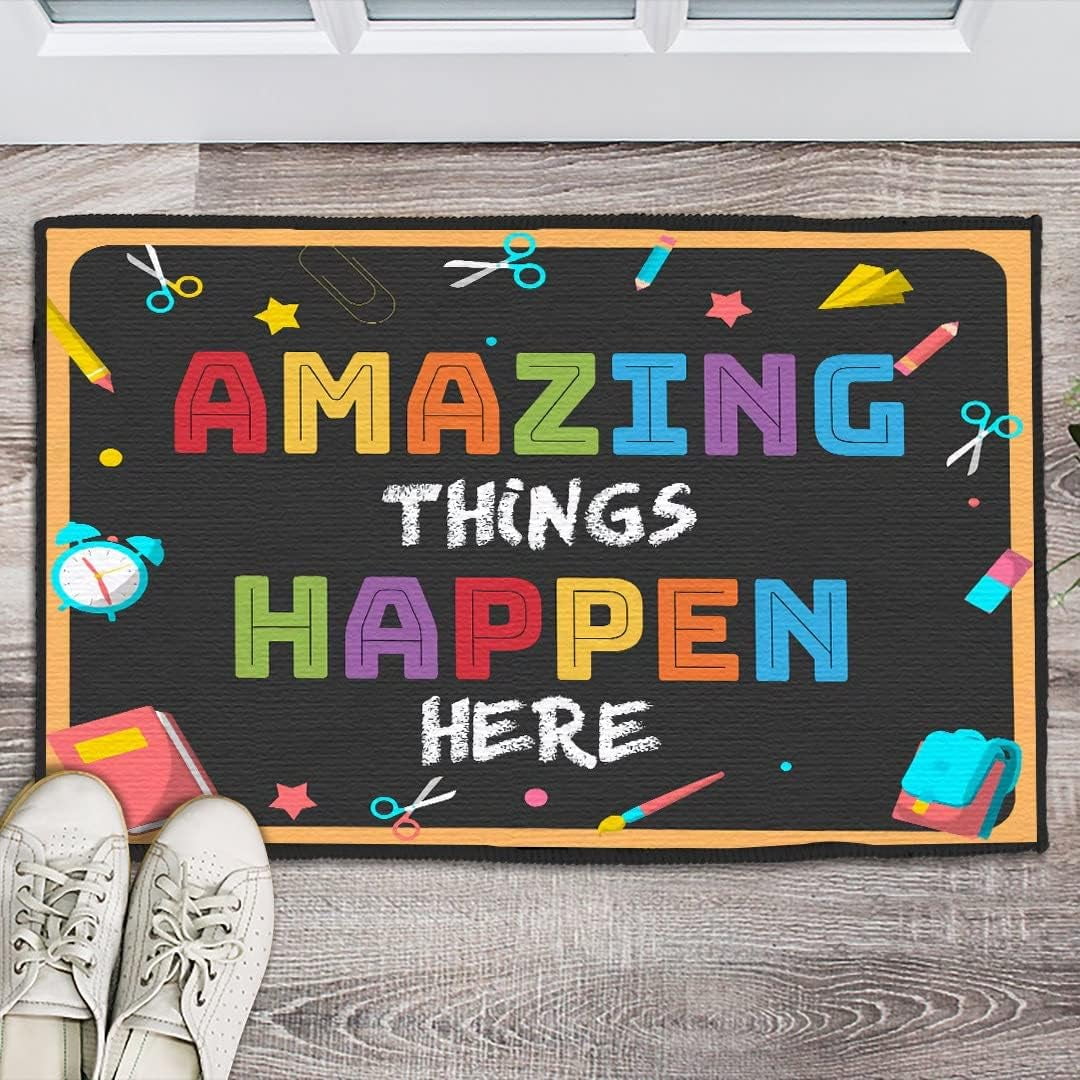 Welcome Doormat Non Slip Front Door Mat Amazing Thing Happen Here, Love ...