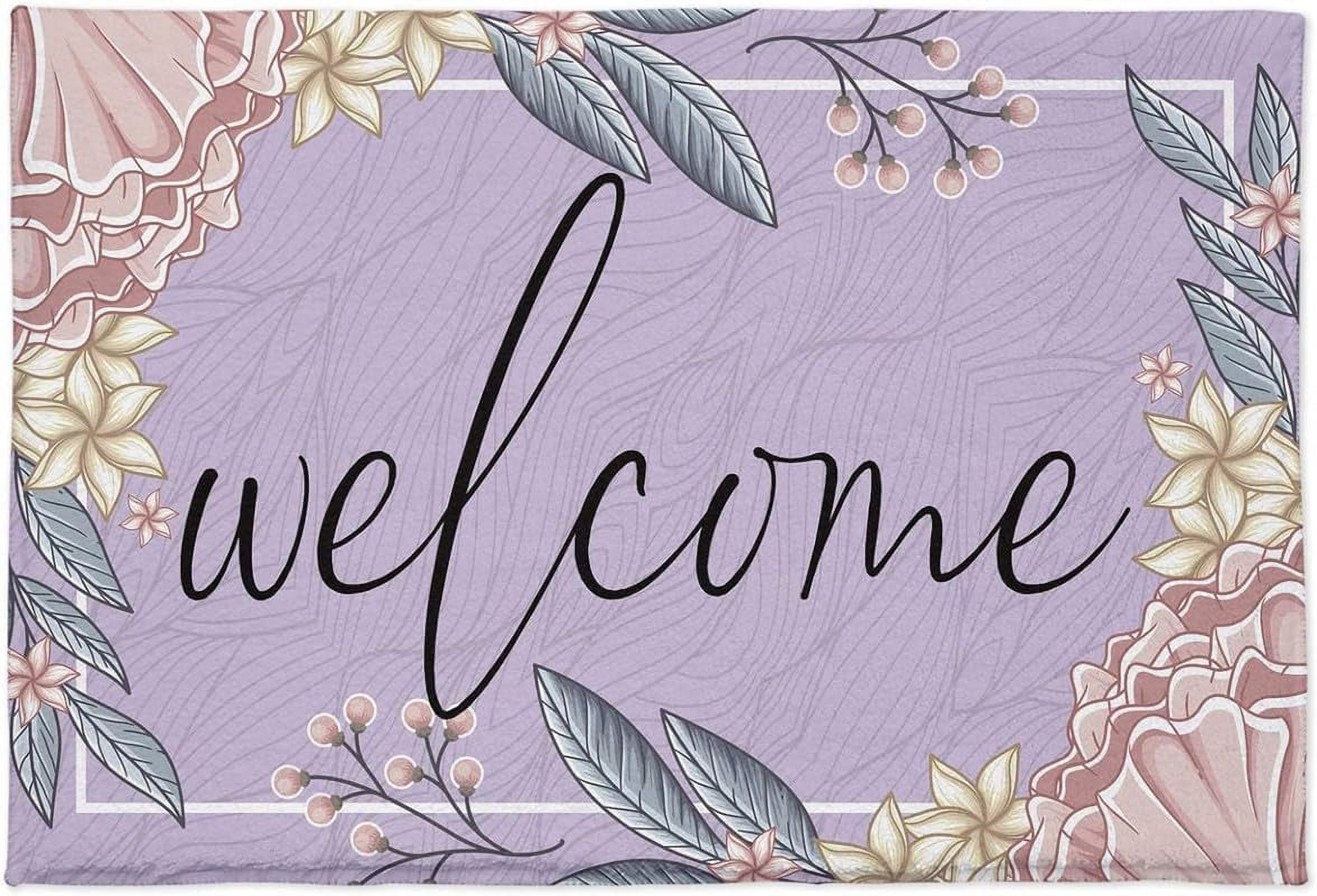 Welcome Doormat Purple Flower Home Decor Door Mats, Rug for Home Decor ...