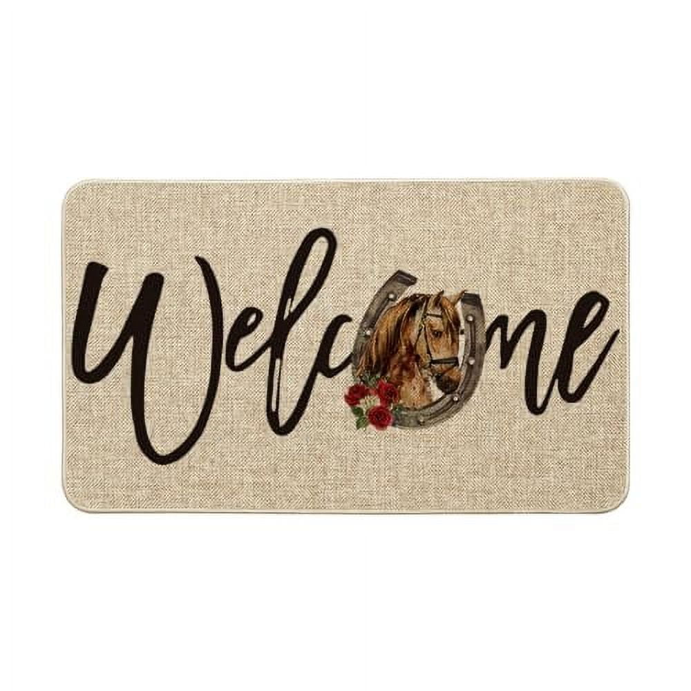 Welcome Doormat Roses Horseshoe Welcome Kentucky Doormat, Kitchen Front ...