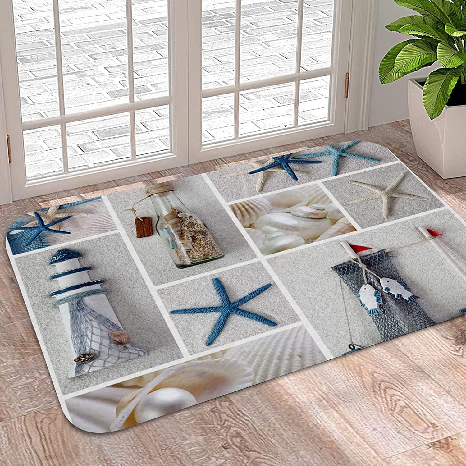 Welcome Doormat Sea Beach Starfish Conch Pearl Summer Ship Lighthouse ...