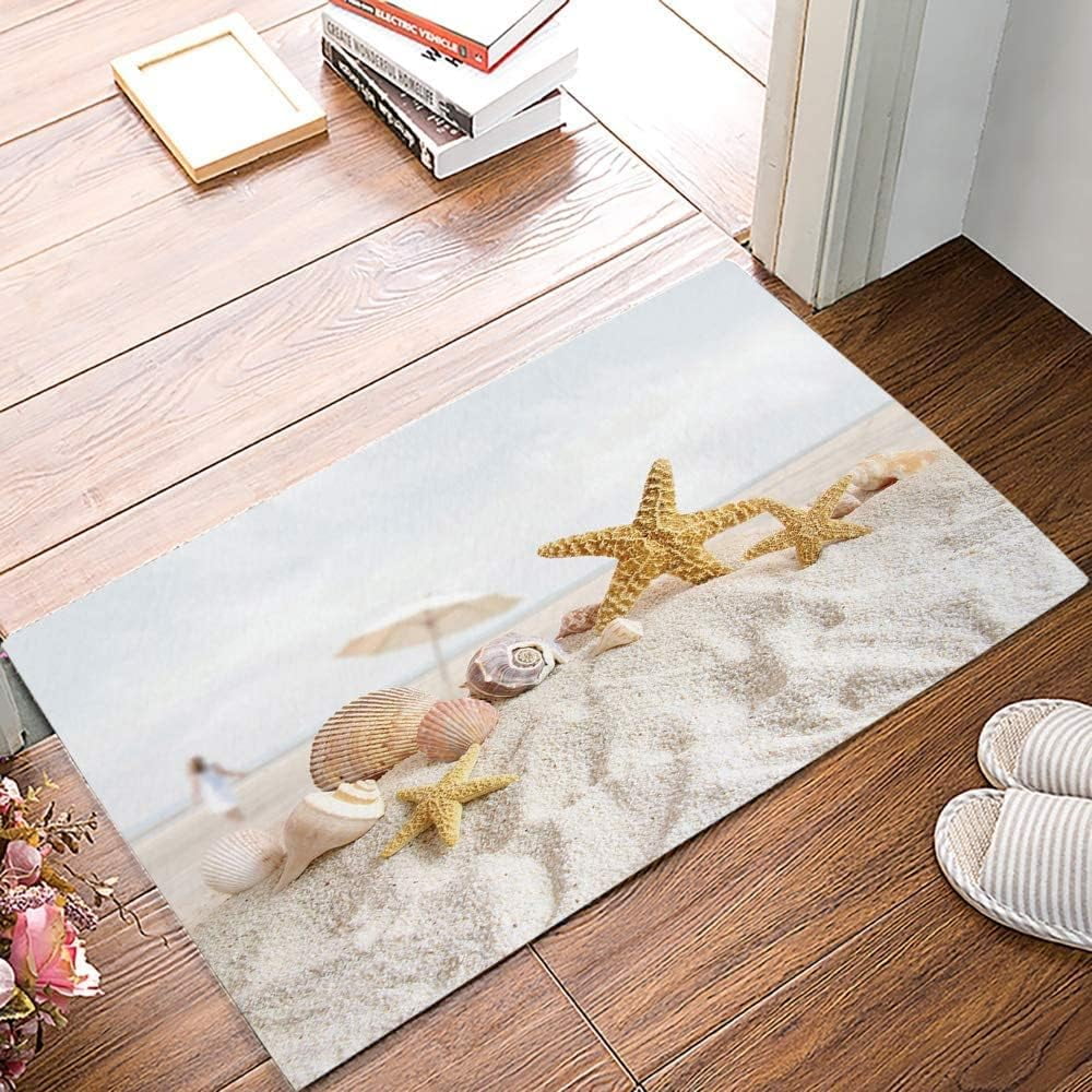 Welcome Doormat Summer Ocean Coastal Beach Starfish Shell Indoor ...