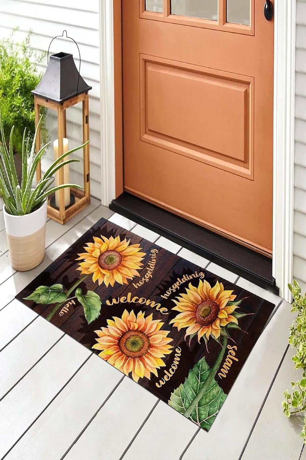 Welcome Doormat Sunflower Indoor Outdoor Entrance Door Mat Bath Rug ...