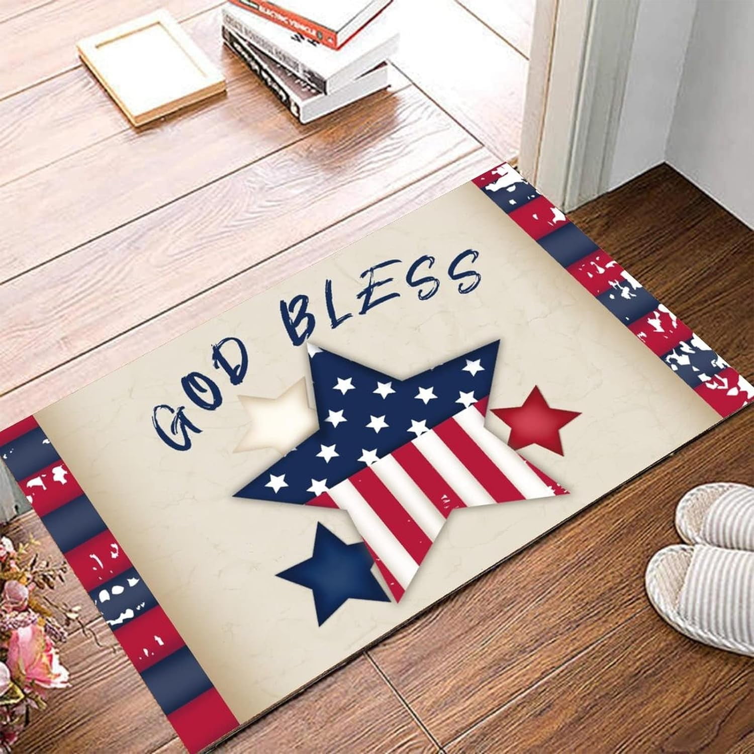 Welcome Doormat USA Flag 4th of July Independence Day Gods Bless ...