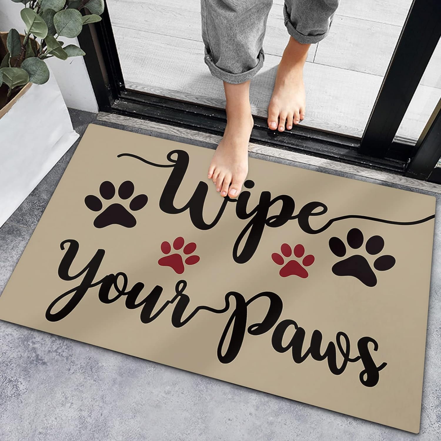 Welcome Doormat Wipe Paws Animal Dog Paw,Non Slip Bath Rugs Indoor Door ...