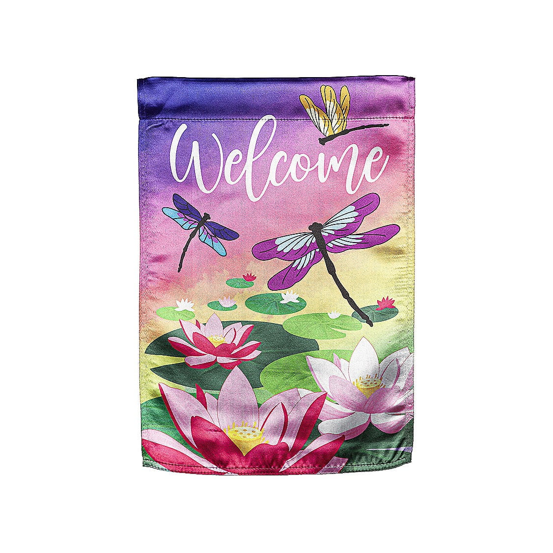 Welcome Dragonfly with Lily Pads Garden Lustre Flag - Walmart.com