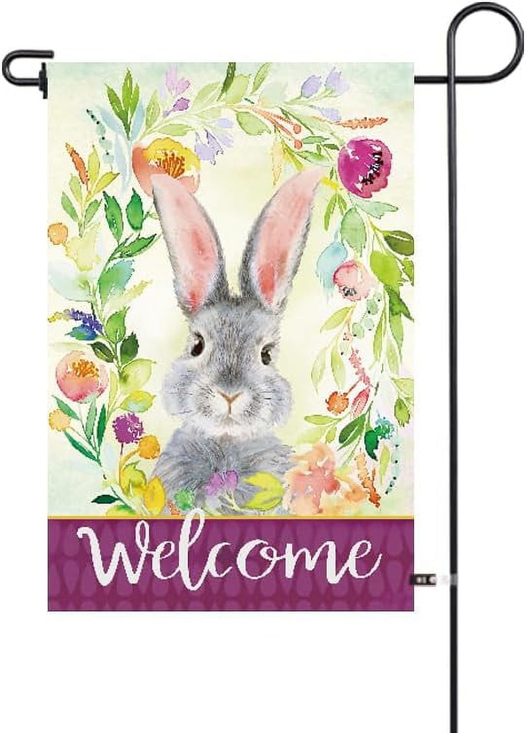 Welcome Easter Bunny Garden Flag, Double Sided Printed Easter Yard Flag ...