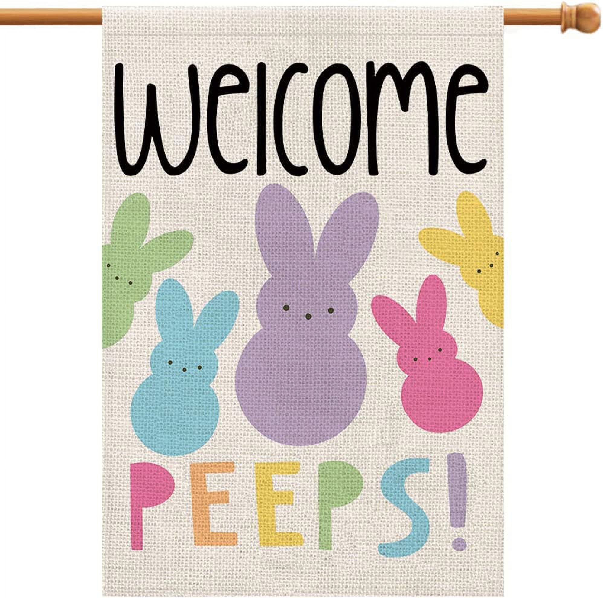 Welcome Easter House Flag Double Sided Vertical Bunny Banners Spring ...