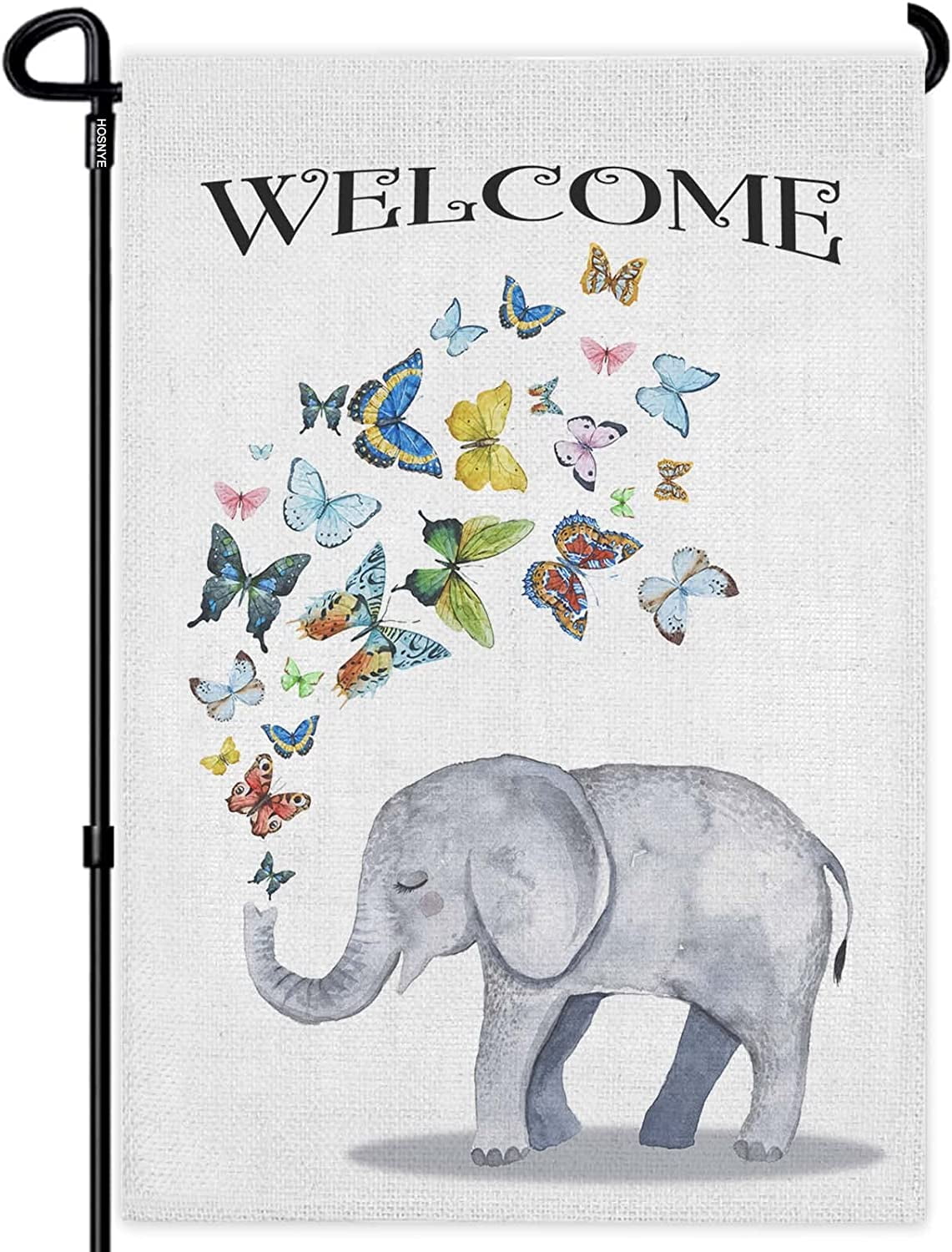 Welcome Elephant Butterflies Garden Flag Vertical Double Sided ...
