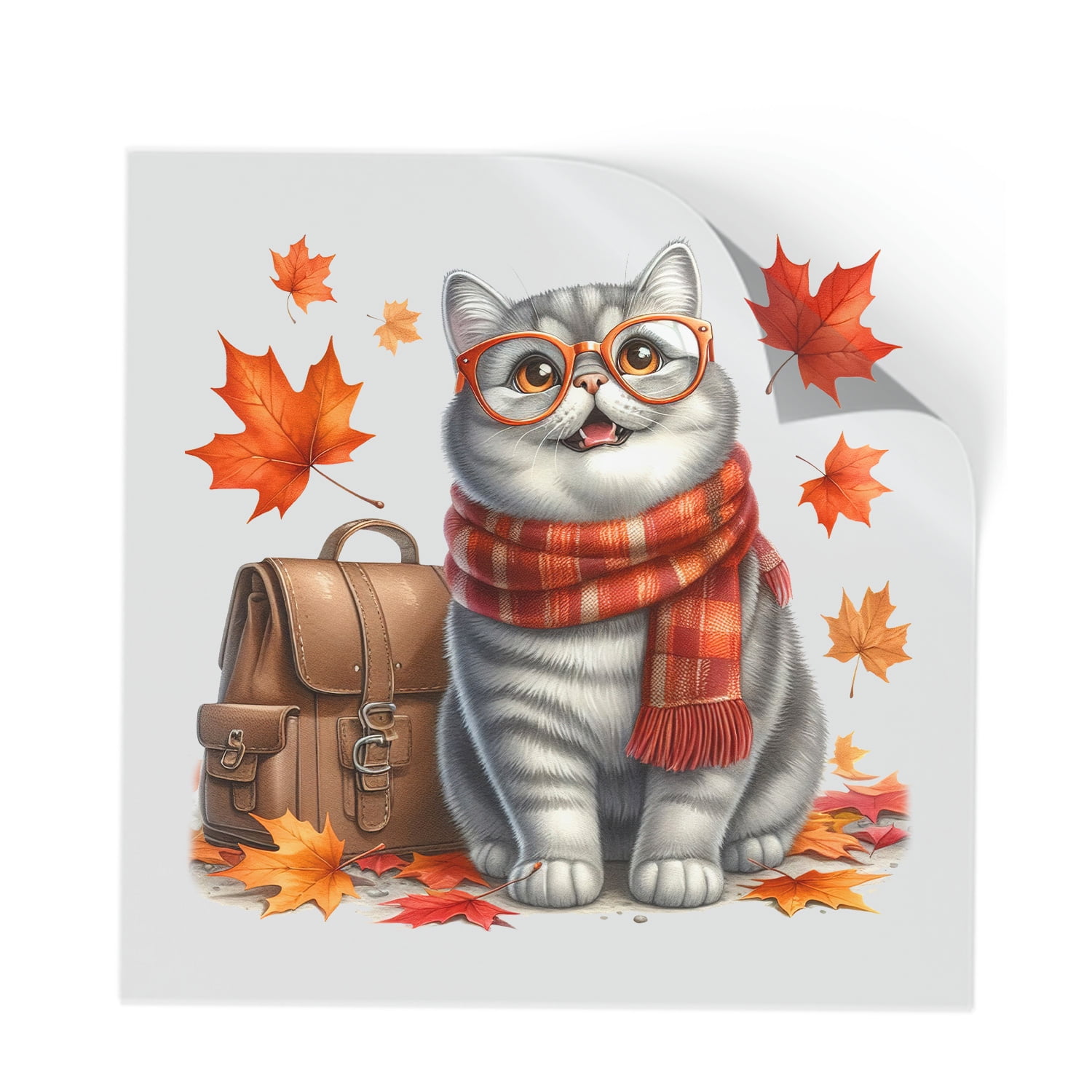 Welcome Fall American Shorthair Enjoys School Time Autumn Fall Leaves ...