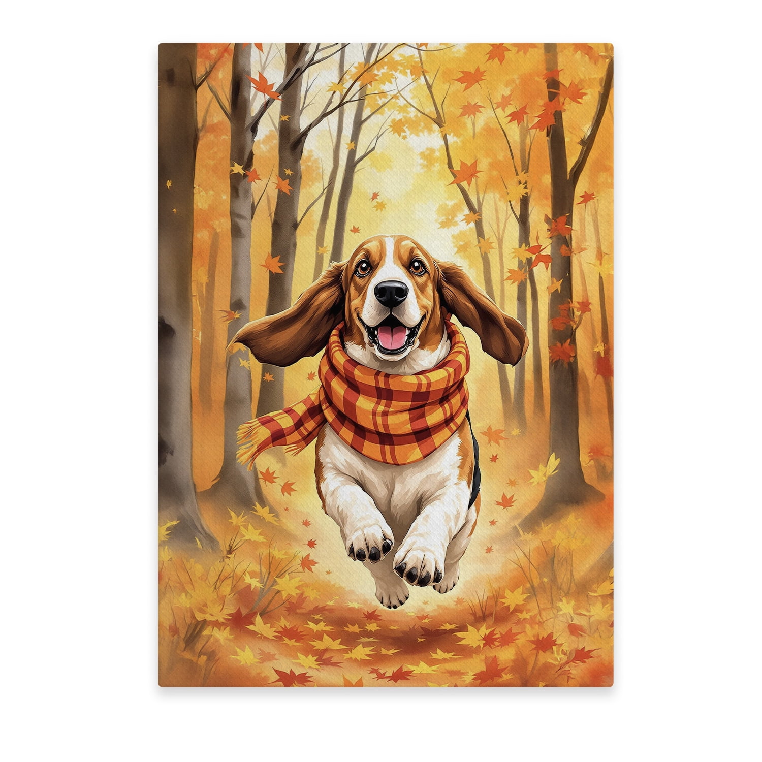 Welcome Fall Basset Hound Strolling Through the Autumn Maple Forest ...