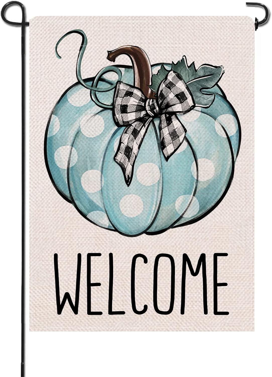 Welcome Fall Blue Teal Pumpkin Small Decorative Garden Flag, Autumn ...