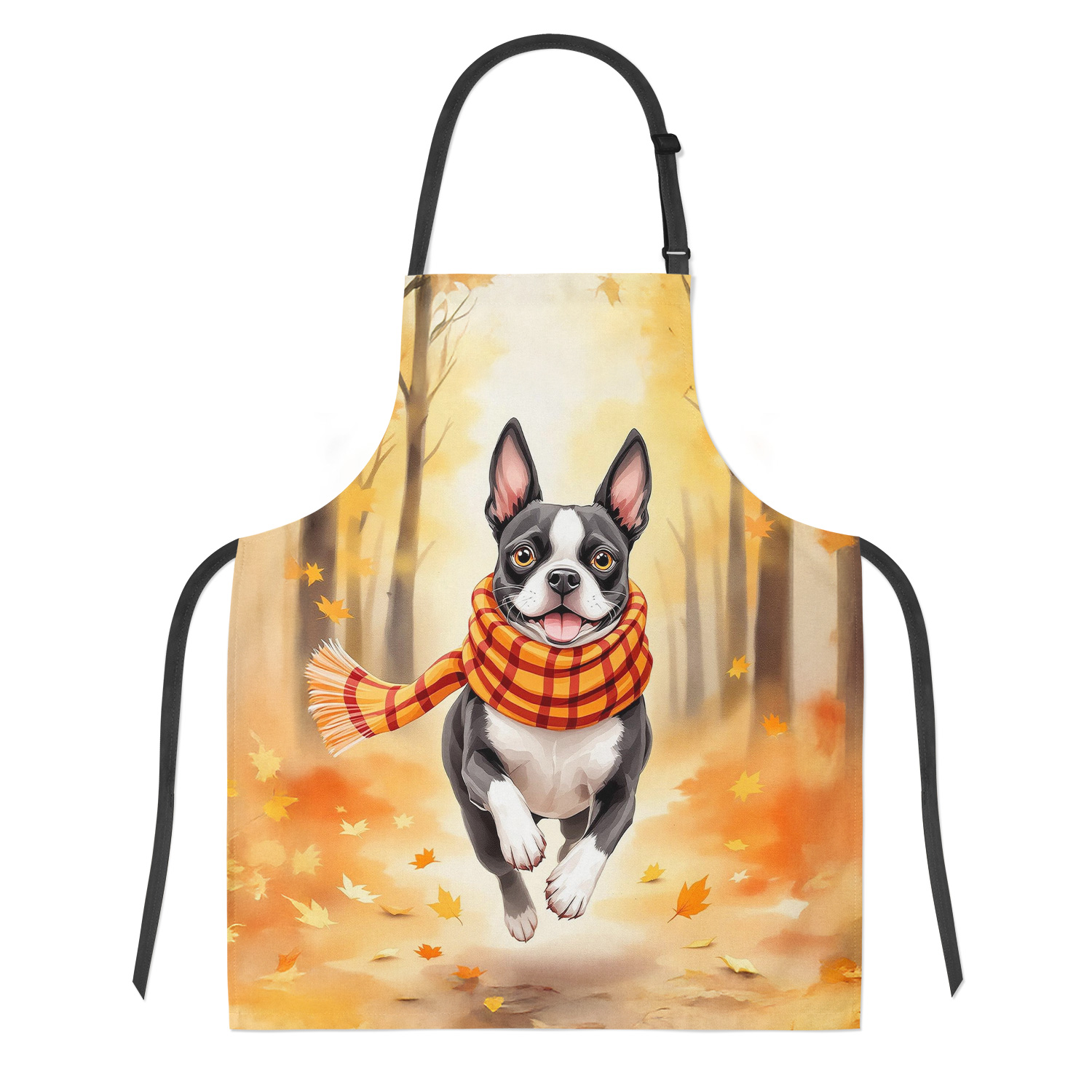 Welcome Fall Boston Terrier Strolling Through the Autumn Maple Forest ...