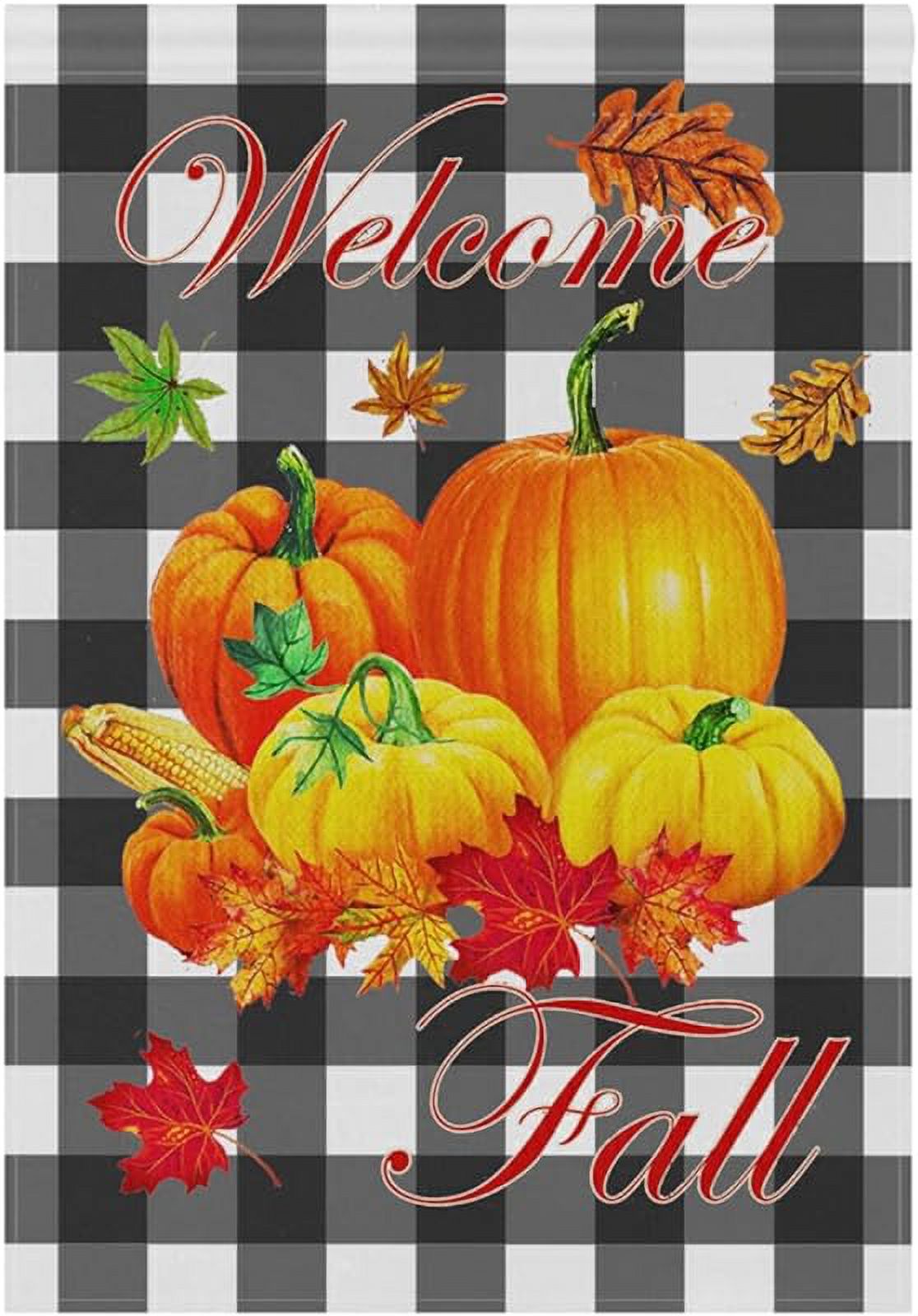 Welcome Fall Buffalo Plaid Welcome Garden Flag 12x18 Inch Buffalo Check ...