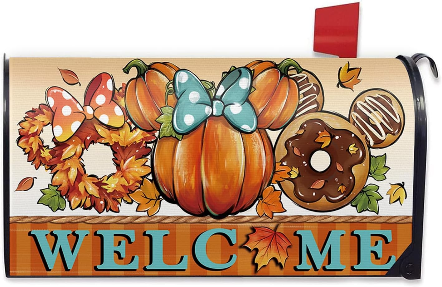 Welcome Fall Cartoon Mouse Mailbox Cover Magnetic Standard Size 21"x19 ...