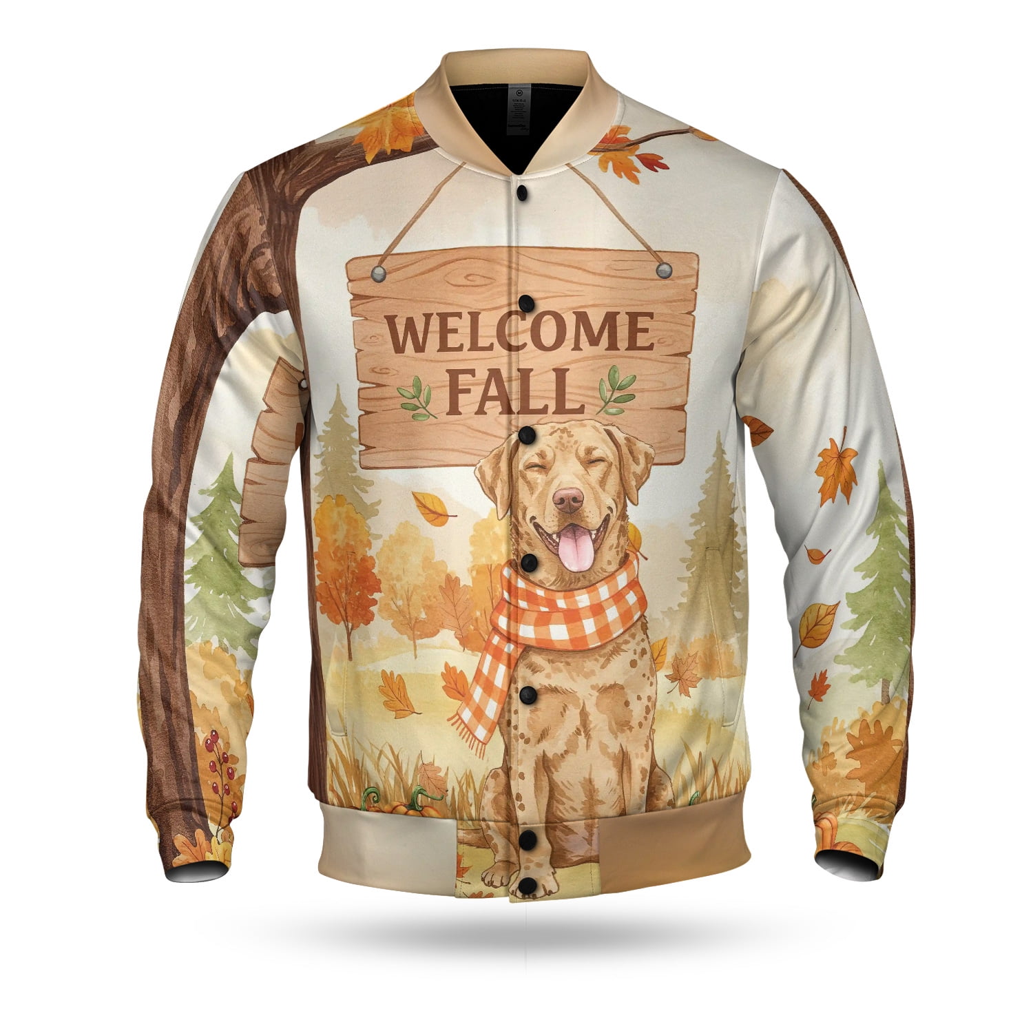 Welcome Fall Chesapeake Bay Retriever Cozy Autumn Field Pumpkins Leaves ...