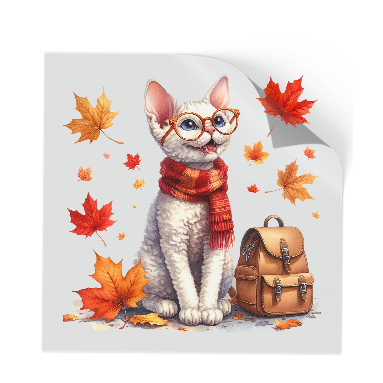 Welcome Fall Devon Rex Enjoys School Time Autumn Fall Leaves Cutout ...
